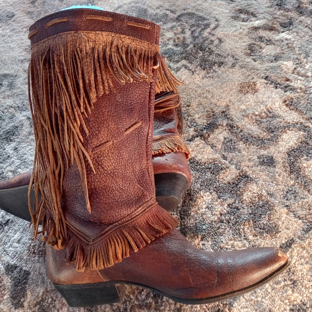 Vintage Fringe Leather Vaquera/Motorcycle Boots 4.5 - Gem